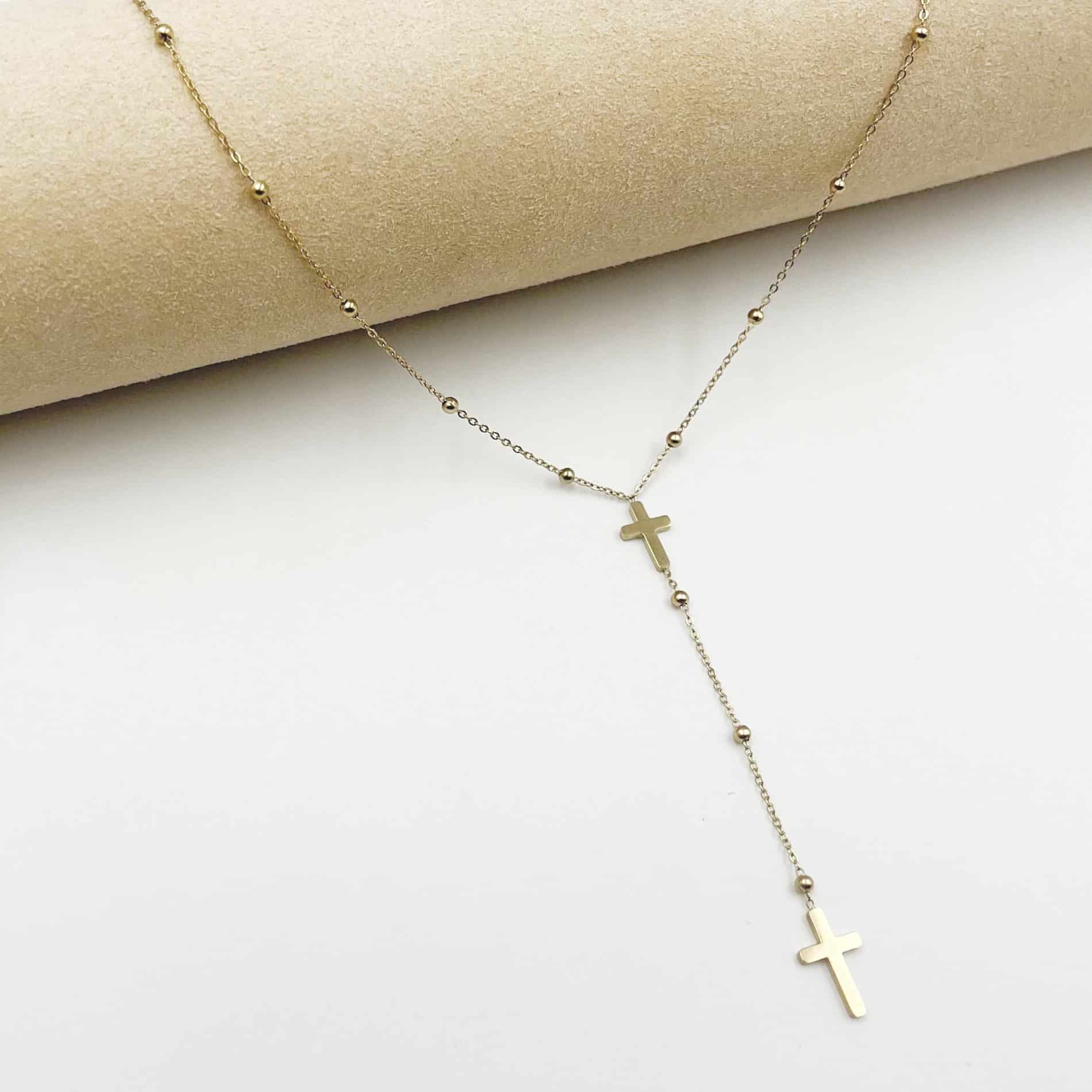 Collier MONIKA à double croix - La Boutique de Cha