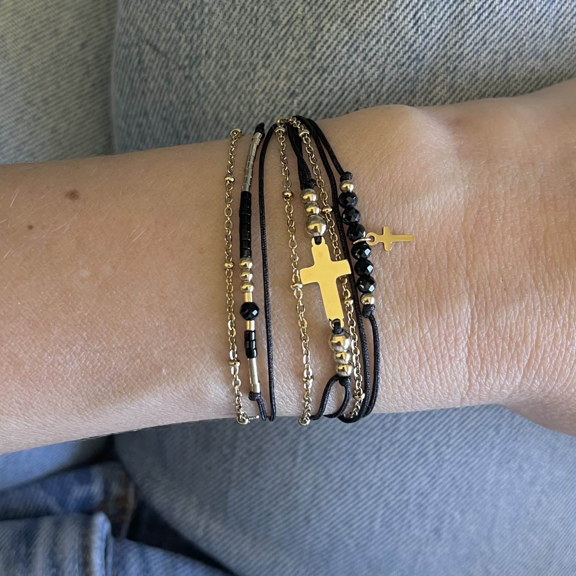 Bracelet SONITA - Doré & Noir - La Boutique de Cha